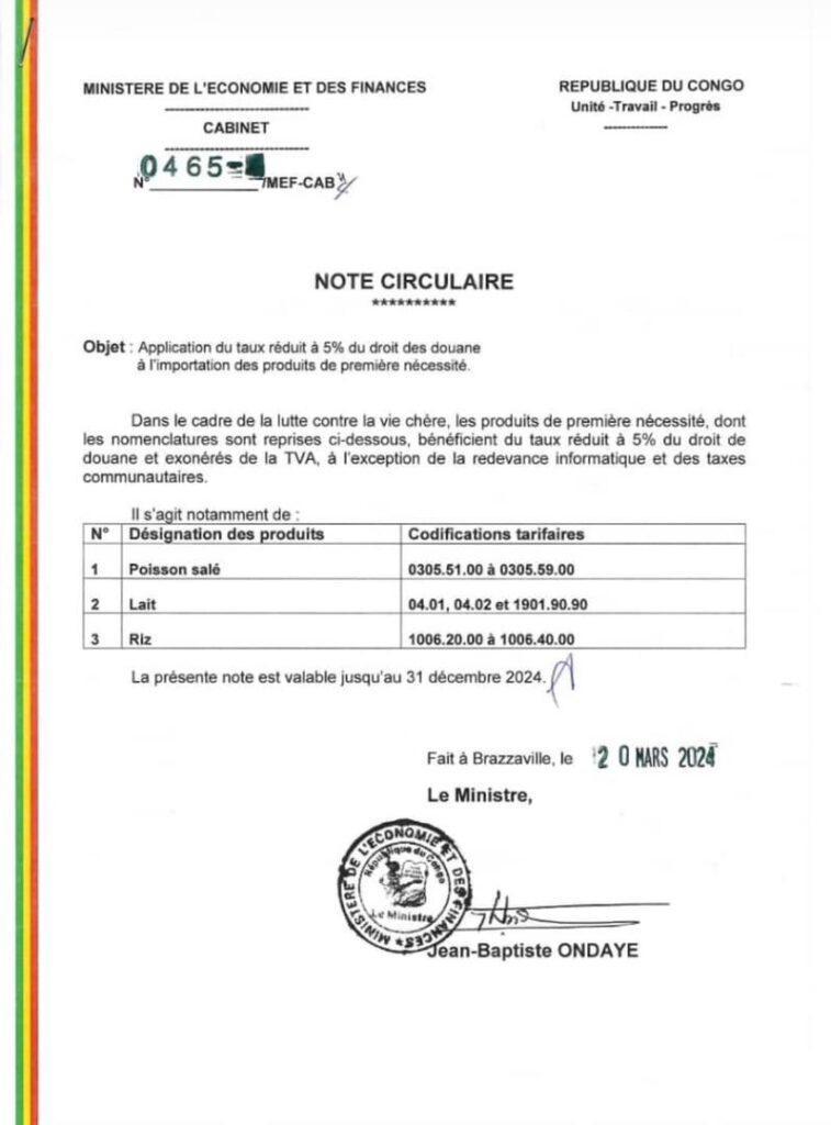 Note circulaire | LIZIBA